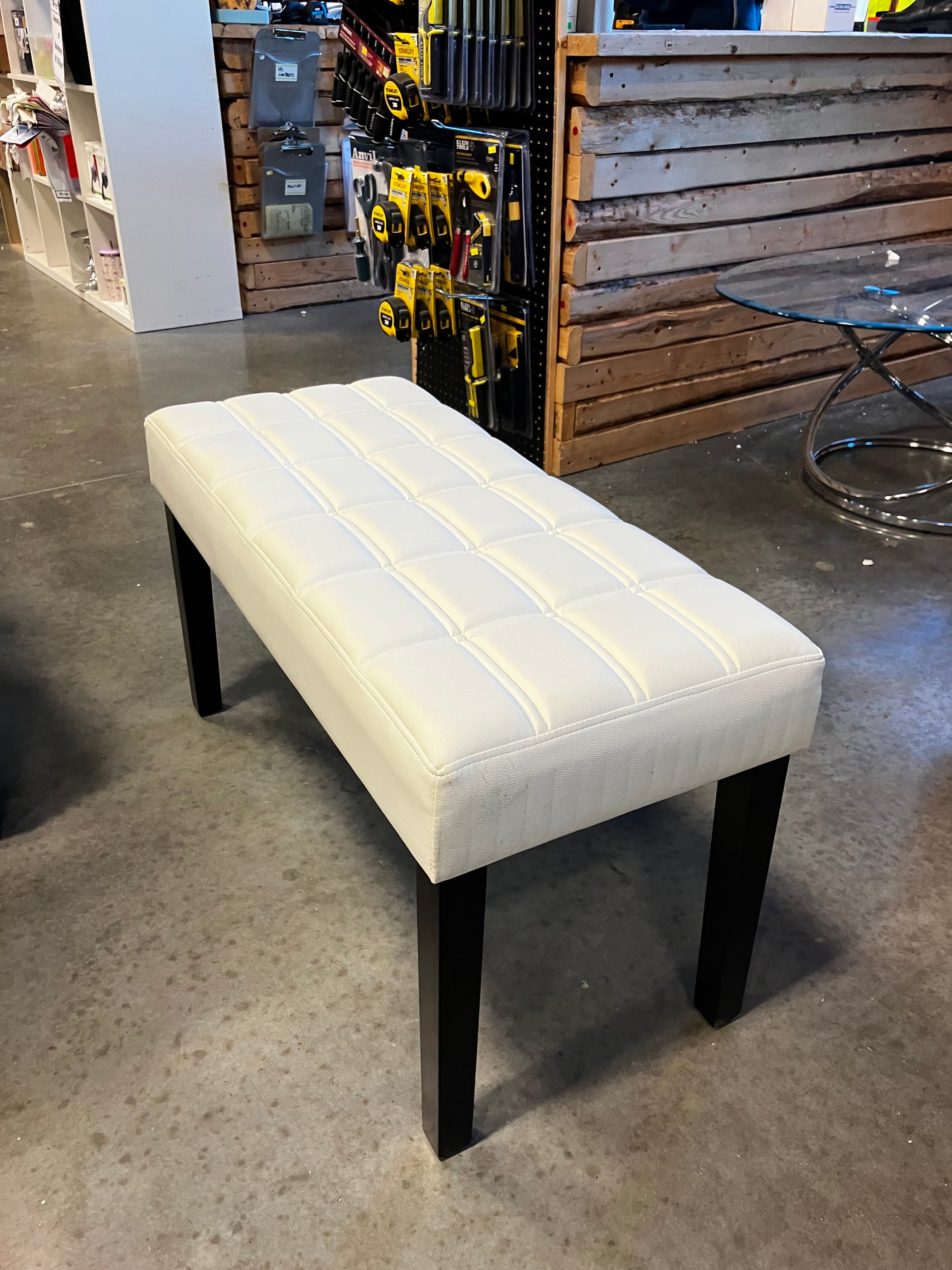 Leather Tufted Bench Corliving California Rectangular — Habitat for ...