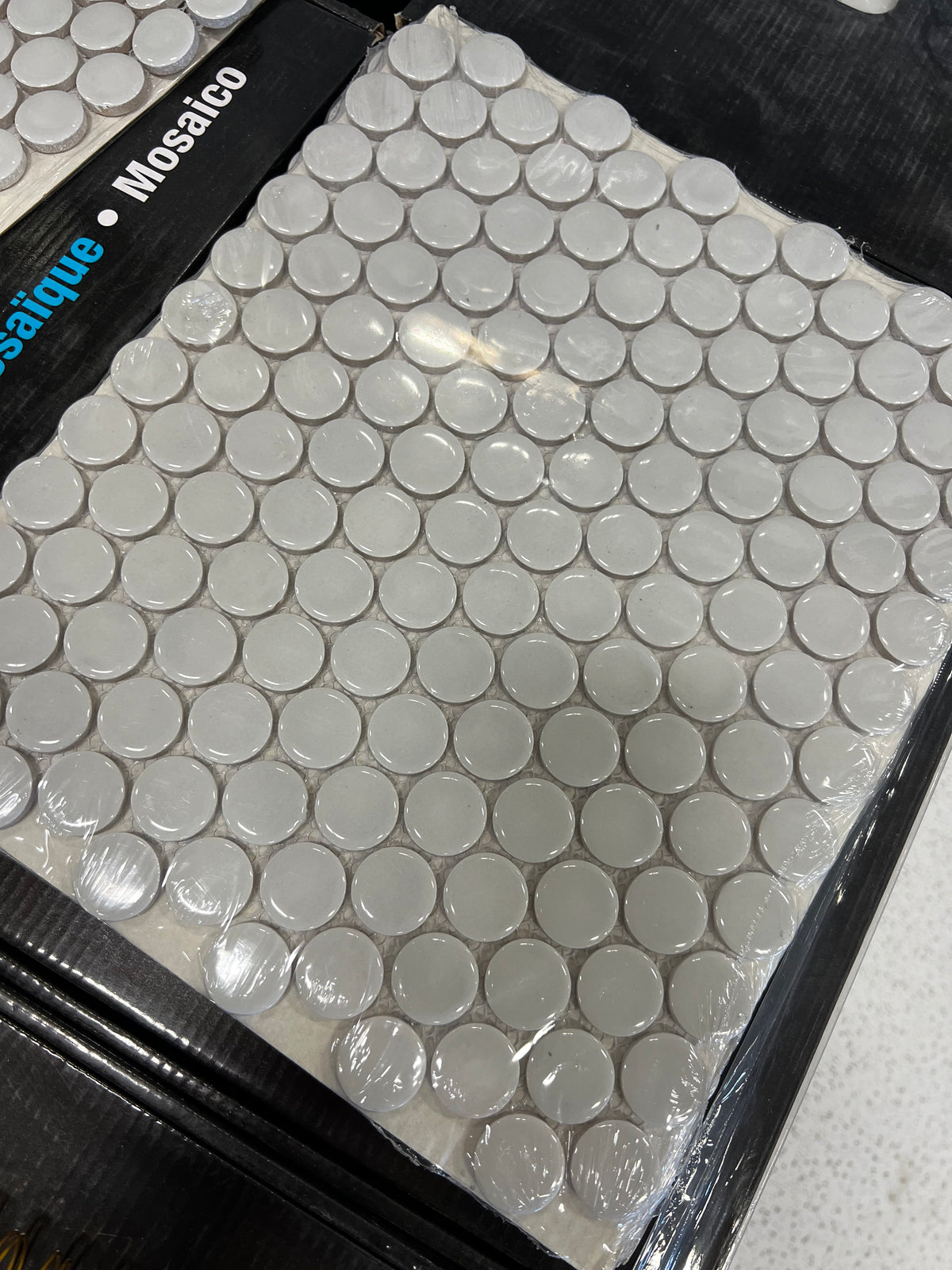 Mosaic Grey Penny Tile Decorative Flooring Option — Habitat for ...