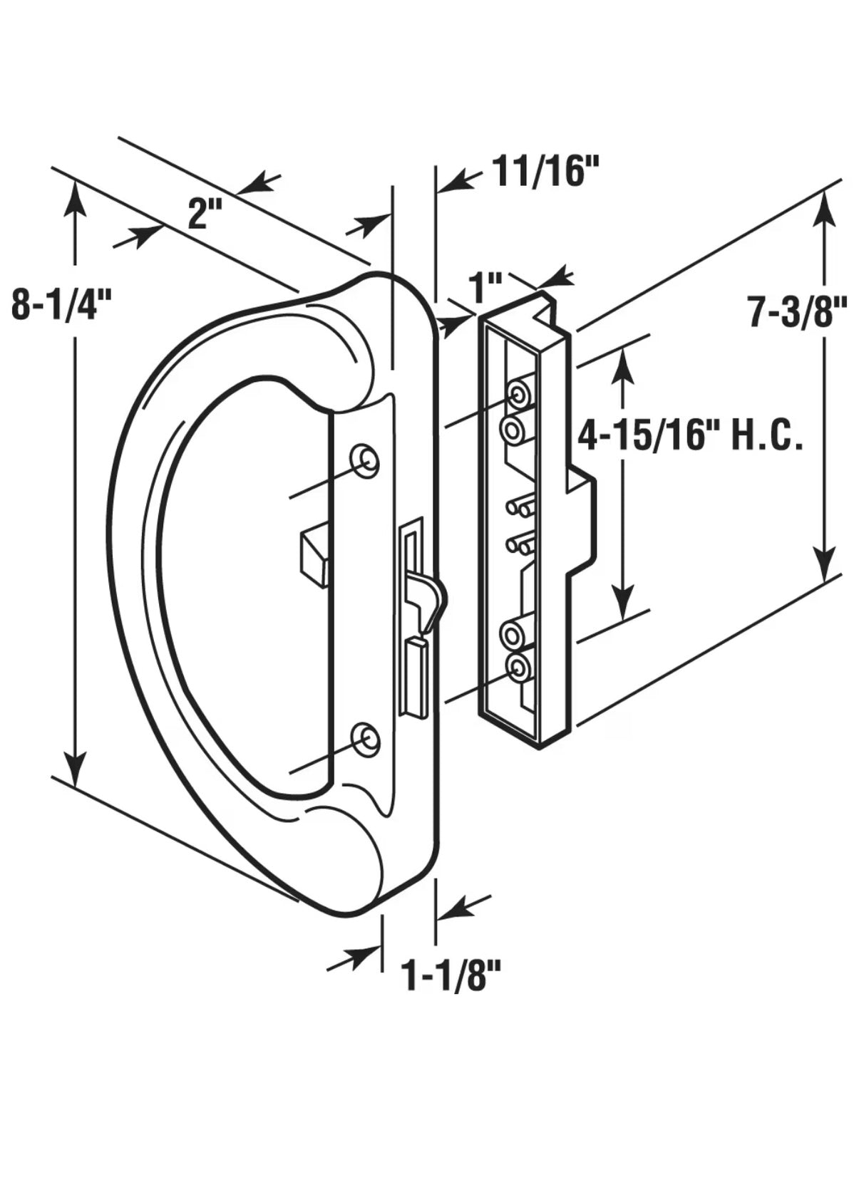 Sliding Door Handle Prime Line Diecast Hook Latch Set — Habitat for ...