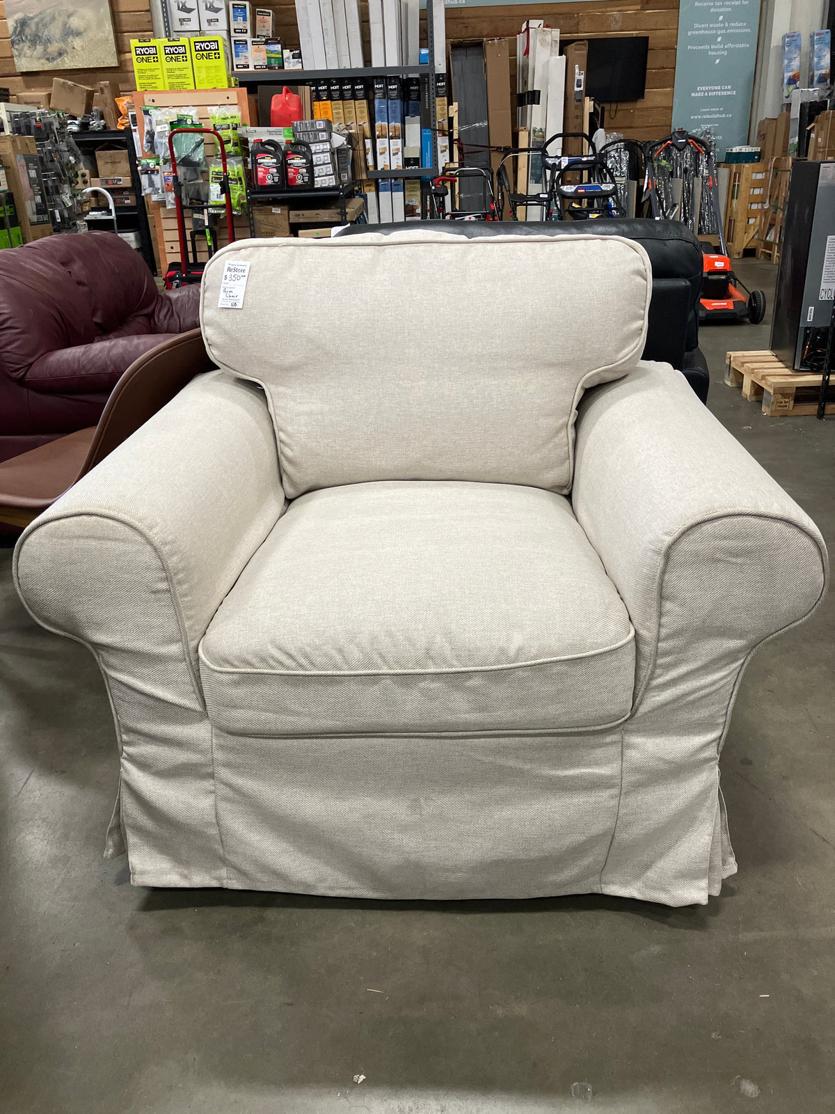 Beige Armchair Soft Upholstery Comfy Beige Armchair — Habitat for ...